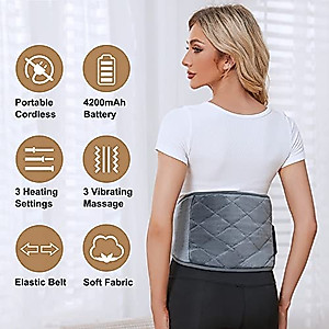 Vofuoti Cordless Heating Pad with Massager, 3 Vibration Modes and 3 Heating Settings, Portable Heating Pad with Battery, Machine Washable, Heating Pad for Back Pain Relief, Gift for Women Men