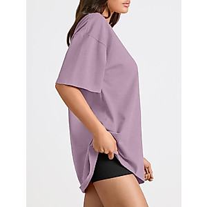 Trendy Queen Womens Oversized Summer T Shirts Business Casual Dressy Shorts Sleeves Tops Beach Vacation Fashion Clothes DarkPink L