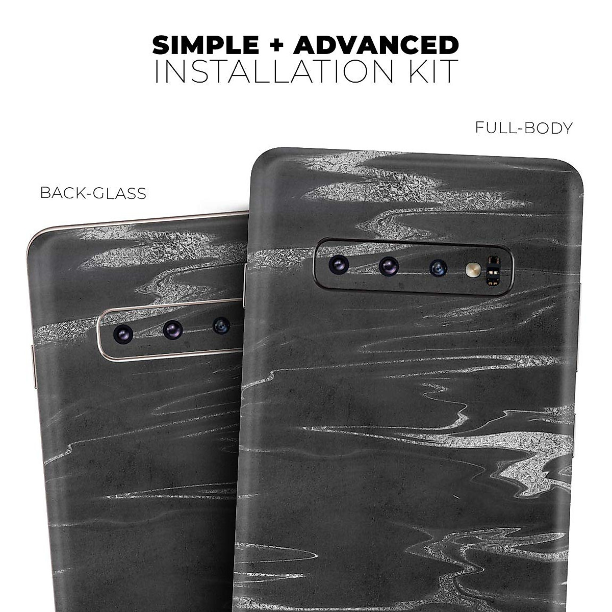 DesignSkinz Black & Silver Marble Swirl V2 Protective Vinyl Decal Wrap Skin Cover Compatible with The Samsung Galaxy S20 (Screen Trim & Back Glass Skin)