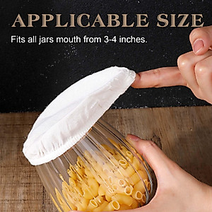 Jeffdad 5 Pack Pure Cotton Sourdough Jar Cover, Elastic Cloth Jar Covers Reusable Bread Proofing Starter Jar Cloth Covers Unbleached, Chemical-Free for Suitable for fits 3-4 inch bowl and Jar mouth