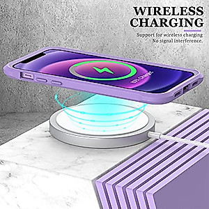 FUNMIKO Compatible for iPhone 12 Pro Case,iPhone 12 Case with Screen Protector [Built-in],Military Grade Pass 21 ft. Drop Test Protective Phone Case for iPhone 12/12 Pro 6.1" Cover Lavender Purple