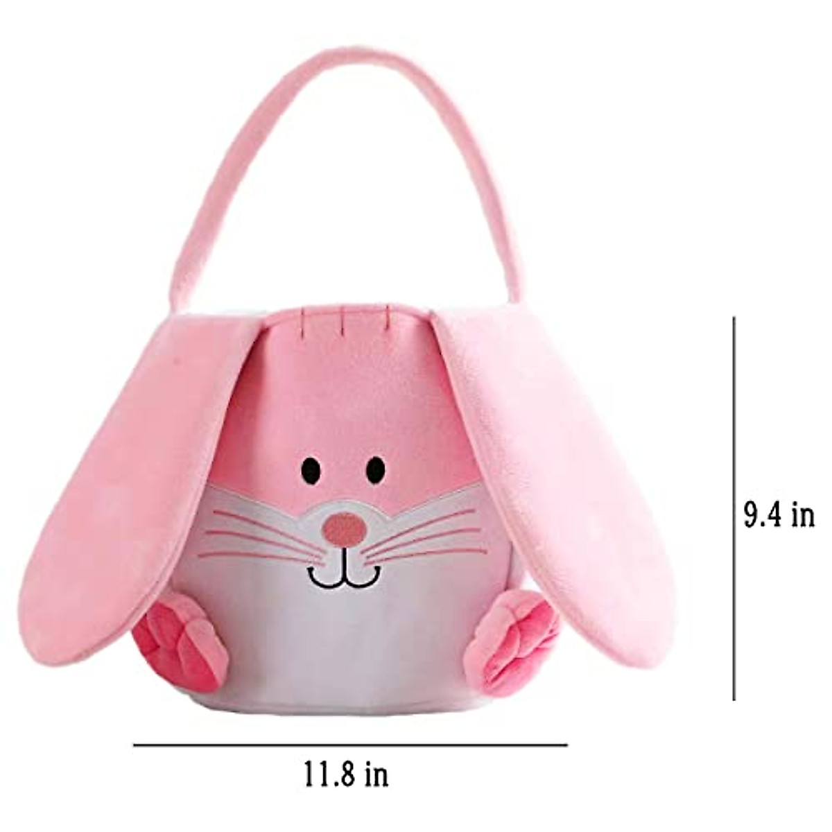 Large Easter Basket for Kids, Giant Easter Basket for Girls Easter Egg Basket Easter Bucket Cute Easter Basket Large Bunny Easter Basket, Pink Easter Basket with Handle, Big Easter Basket Bag