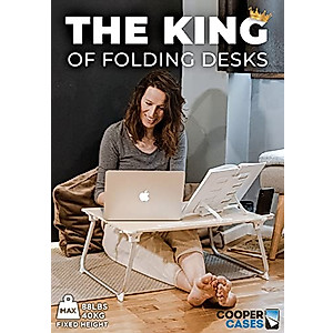 Cooper Mega Table Plus - Premium XXL Extra Large Lap Desk w/Book Stand | Multifunctional Folding Laptop Stand for Bed, Laptop Desk for Bed, Laptop Bed Stand, Laptop Bed Tray, Floor Desk (Black Onyx)