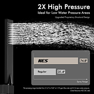 KES Ceiling Shower Head Shower System 10 Inches Rain Shower Faucet Set Shower Valve and Trim Kit Matte Black, XB6235-BK