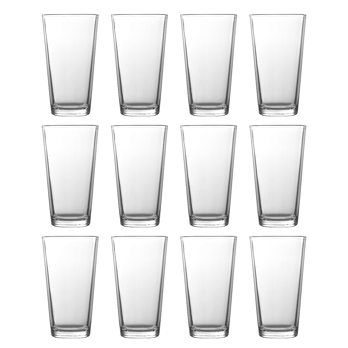 Fortessa Basics Barca Everyday 12 Pack Set Glassware Kitchen and Barware Great for: Beer, Cocktails, Water, Juice, Iced Tea, Soft Drinks., Pint/Mixing Glass, 17 Ounce
