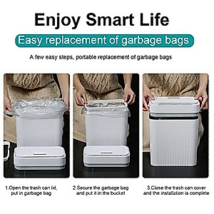 BURLAND 2.1 Gallon Automatic Bathroom Trash Can with Lid, Smart Bathroom Home Electric Trash Cans with Gray Lid, Slim Plastic Narrow Garbage Can, Gray Lid