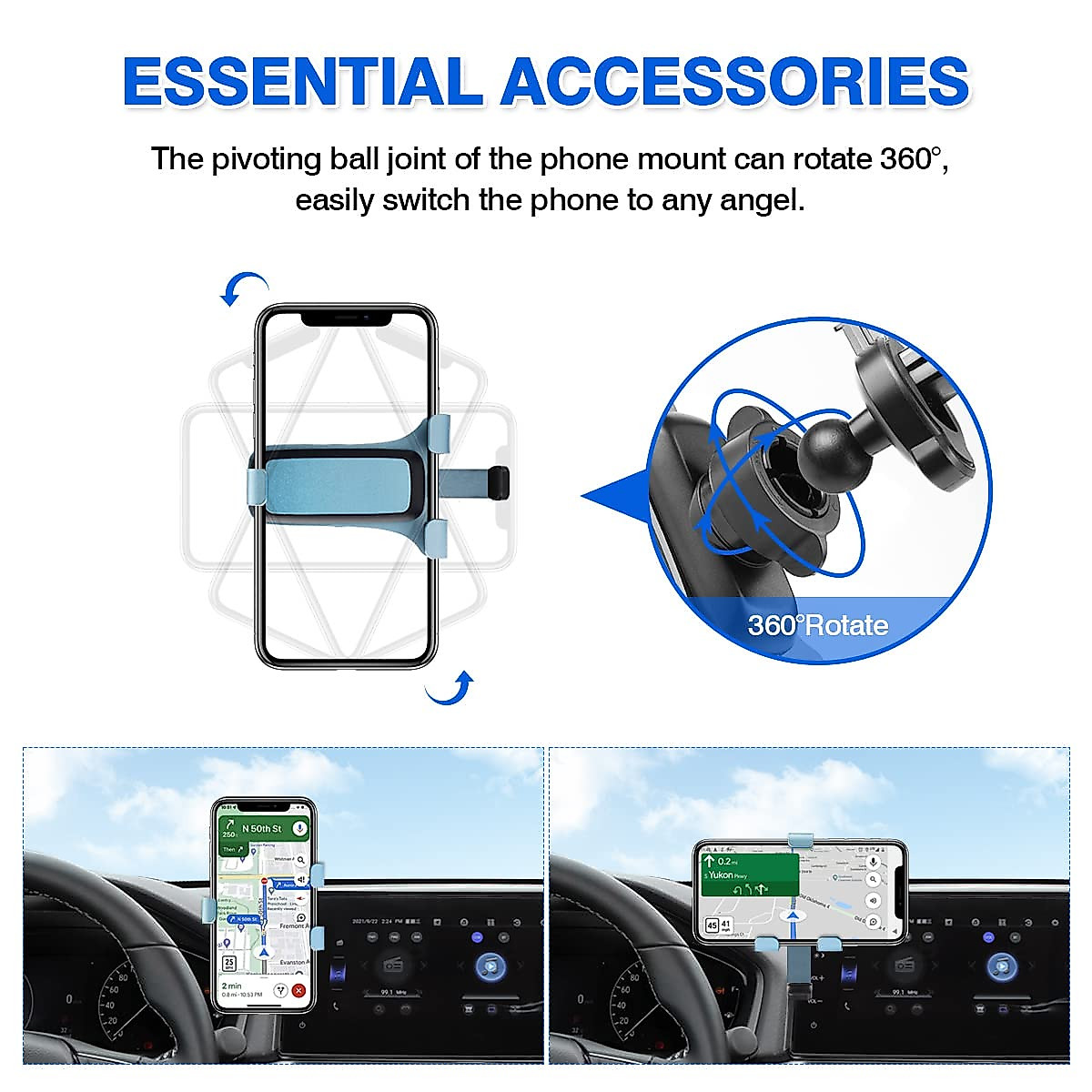 Autorder Car Phone Holder for Honda Accord 2018-2021 2022 Accessories Air Vent Screen Fixed Clip Cell Phone Mount Hands-Free 360 Degree Rotation