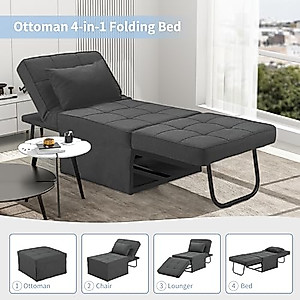 Diophros Sofa Bed, Convertible Chair 4 in 1 Multi-Function Modern Folding Ottoman Guest Bed with Adjustable Sleeper for Small Room Apartment, Medium