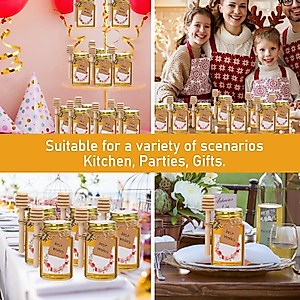 COMUDOT 2 oz Glass Shot Mini Bottles,32 Pack Mini Glass Honey jars with Golden and White Lids,Metal Bees Decoration, Suitable for Herb, Liquid, Ginger,Sauce