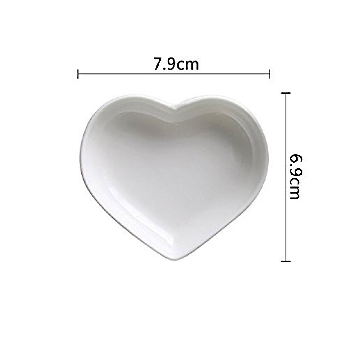 BigNoseDeer Super Cute heart shape Ceramic Sauce Dish,Mini Side Seasoning Dish,Condiment Dishes/Sushi Soy Dipping Bowl,Snack Serving Dishes,Love Porcelain Small Saucer Set(Set of 4) (3.38inch)