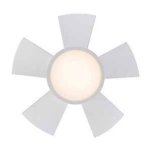 Vox Indoor and Outdoor 5-Blade 26in Smart Ceiling Fan in Matte White with 3000K LED Light Kit and Remote Control works with Alexa and iOS or Android App