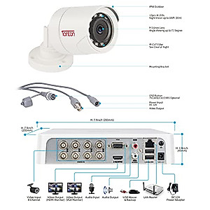 Tonton 5MP Lite 10 Channel Security Camera System,10CH H.265+ Hybrid DVR with 2TB HDD and 8PCS 2.0MP Weatherproof CCTV Bullet Cameras,Easy Remote Viewing,Motion Detection