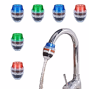 6 Pcs Faucet Mount Filters, Heavy Metal Hard Water Activated Carbon Purifier Kitchen Filtration Tap Clean Purifier Filter Activated Carbon Faucets Fits Faucets for Kitchen Bathroom