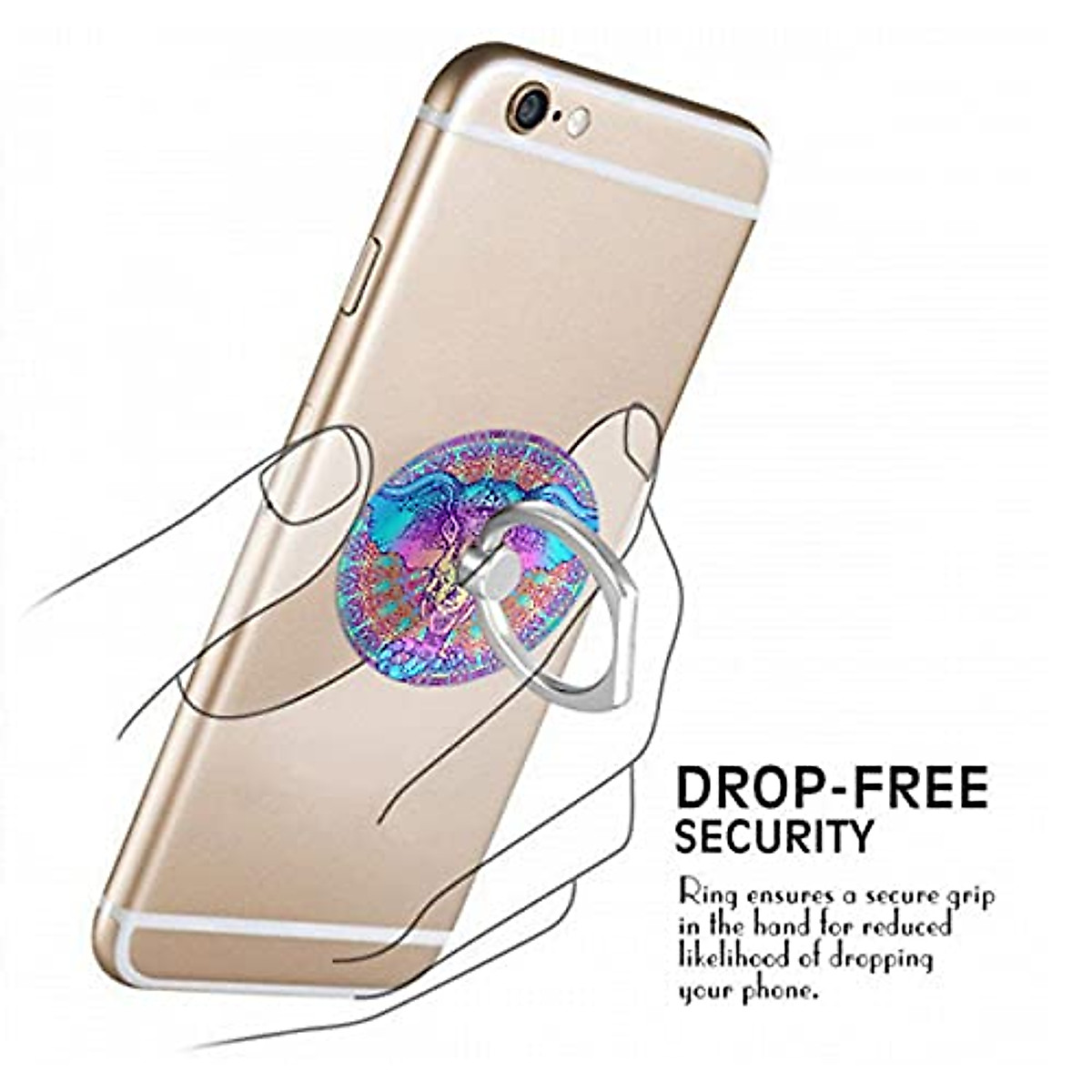 Cell Phone Ring Holder Stand, Lightweight and Convenient 360 Degree Rotation Universal Smartphone Round Ring Holder, Compatible with Smartphones and Tablets (Camouflage Elephant)