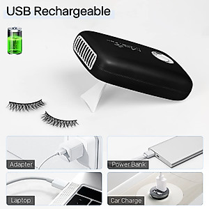 Buqikma Eyelash Fan Mini Lash Fan for Eyelash Extension Portable Lash Fan Dryer Handheld Rechargable USB Eyelash Fan with 3 Adjustable Speed Cooling Air Fan Eyelash Extension Application