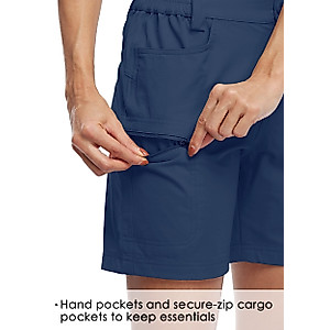 Willit Women's Shorts Hiking Cargo Golf Shorts Outdoor Summer Stretch Shorts with Pockets Water Resistant Navy Blue M