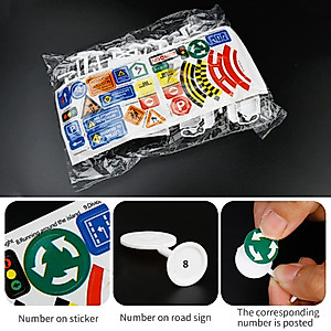 56Pcs Traffic Road Signs Playset Street Signs, Traffic Lights Mini Traffic Cones & Crosswalk Signal Toys for Kids Playing