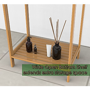 Purbambo Bamboo Towel Rack for Bathroom, 3 Tier Freestanding Towel Holders with Bottom Storage Shelf for Hand Towel, Washcloth, Facecloth, Small Bath Towel and Bathrobe