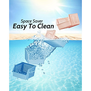 Skywin Plastic Stackable Storage Bins for Pantry - 2 Pack Stackable Bins For Organizing Food, Kitchen, and Bathroom Essentials (Cream)