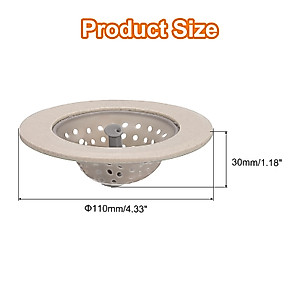 uxcell Silicone Kitchen Sink Strainer, 6Pcs Sink Drain Strainer Sink Drain Stopper with Large Wide Rim 4.3" Diameter, Beige