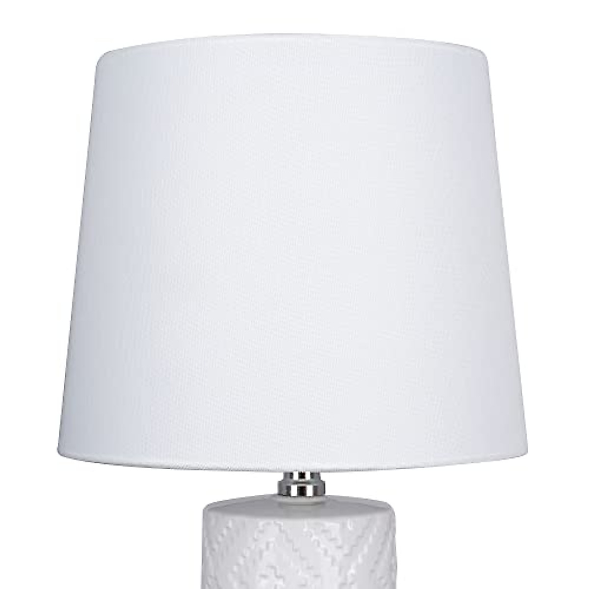 Catalina 23096-000 Farmhouse Quilt-Style Textured Ceramic Table Lamp, 15.5", White