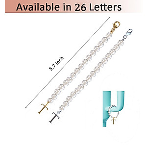 Rzjoke Letter Charm For Stanley Cup 2pcs Pearl Stanley Cup Accessories Charms For Handle, Initial Name Jewelry For Stanley Cup (T)