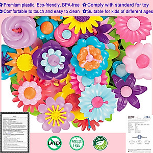 LANNEY Flower Building Toy Set, 200 Pcs Flower Garden Building Toys for Girls Boys 3 4 5 6 7 Year Old, Educational Stem Build Flower Garden Toy, Kids Toddler Birthday Gift Ideas