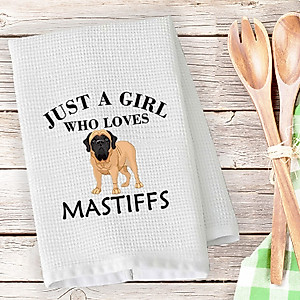 BDPWSS Mastiff Dog Gift Mastiff Mom Gift Mastiff Lover Gift Just a Girl Who Loves Mastiffs Kitchen Towel for Mastiff Owner (Girl Love Mastiffs TW)