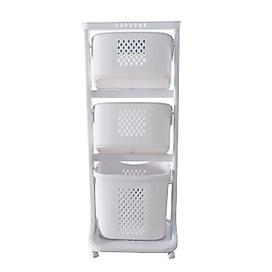 Laundry Basket Bathroom, Multi-layer Clothes Storage Basket, Household Bathroom Simple Storage Shelf, Kitchen Shelf Fruit Stand Shelf With Wheels (3 Tiers)