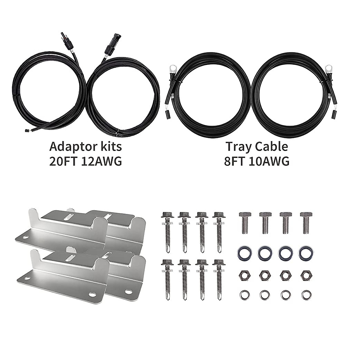 HQST 100W Polycrystalline Solar Panel Kit-100W Poly Panel+30A PWM LCD Charge Controller+1 Set Mounting Z Bracket+20ft 12AWG PV Cable+8FT 10AWG Tray Cable for Car RV Marine Boat Trailer Off Grid System
