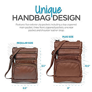 Krediz leather crossbody bags for women, Multi Pocket crossbody purse with Adjustable Strap, Soft & Durable Leather Purse