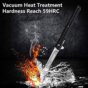 Kitory Slim Pocket knife, 4" Folding knife for Gentlemen, Black Wooden Handle, 2024 Gifts For Women and Men