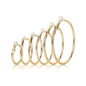 6 Pairs Earrings Clip On Earrings Non Piercing Earrings Set for Women and Girls, 6 Sizes (Gold Color)