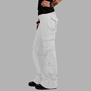 Women's Casual Military Pants Stretch High Waist Relaxed Fit Hiking Trousers Tactical Outdoor Combat Cargo Work Pants Gray