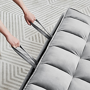 FULife Sleeper Sofa, Convertible Futon Loveseat Sofá Chair 3-in-1, Pullout Chaise Lounge Couch Bed 2-Seat with Adjustable Back for Living Room Apartment Small Space, Gray 55.2" w