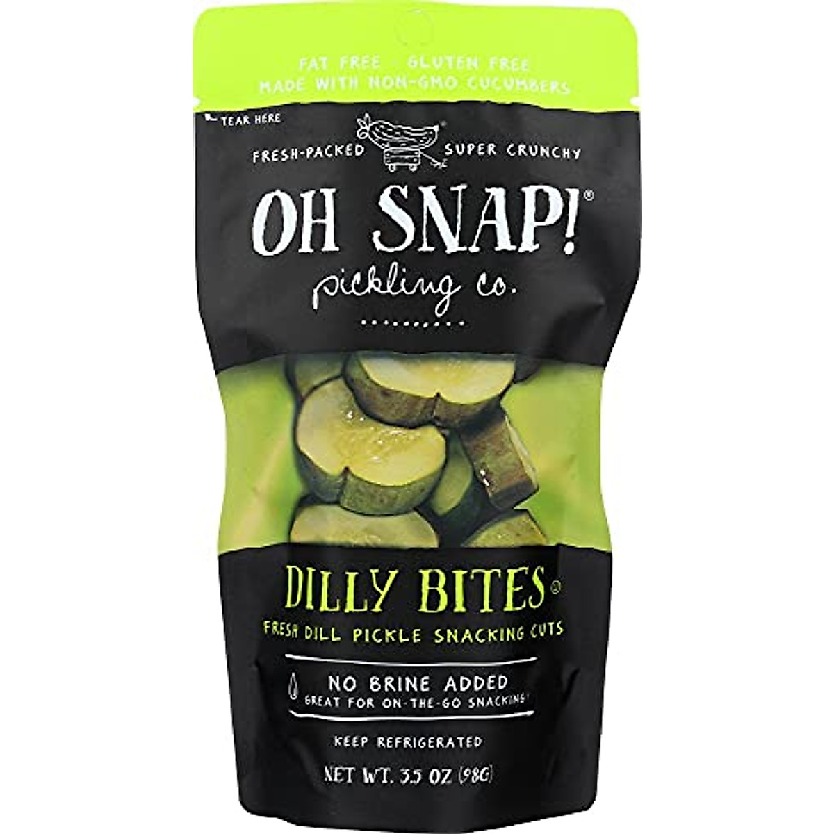 Oh Snap! Pickling Co., Dilly Bites Fresh Dill Pickle Snacking Cuts, 3.5 oz. (6 count)