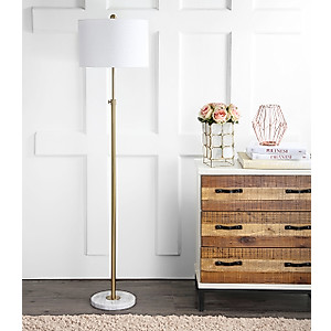 JONATHAN Y JYL3022A June 65" Adjustable Metal/Marble LED Floor Lamp, Modern, Contemporary, Elegant, Glam, Office, Living Room, Family Room, Dining Room, Bedroom, Hallway, Foyer, Brass
