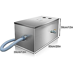 QXIUDDYS Commercial Grease Interceptor, Stainless Steel Grease Trap Interceptor, Under Sink Grease Trap Waste Water Oil-Water Separator for Restaurant, Cafe, Canteen, Factory, Kitchen,2waterintake