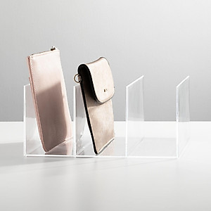 mDesign Plastic Purse/Handbag Organizer - Closet Divided Storage for Bags, Clutches, Wallets, Wristlets - Space-Saving Bedroom and Cabinet Organization, Lumiere Collection - Clear