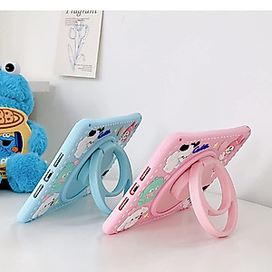 for iPad 9th/8th/7th Generation Case, iPad 10.2 Case 2021/2020/2019, with 360° Rotatable Kickstand Cute Cartoon Shockproof 10.2 Inch Silicone Case (Pink)