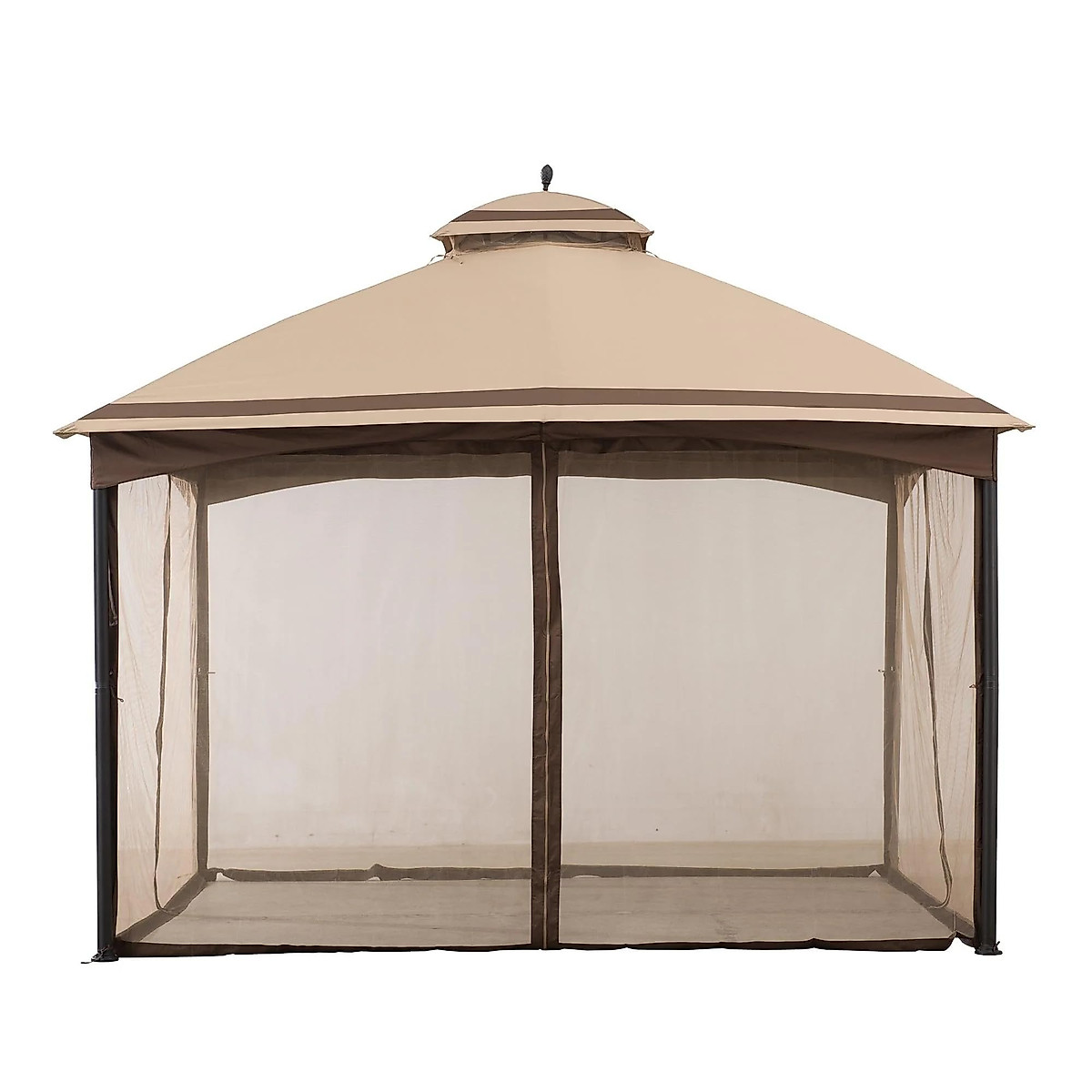 Sunjoy Pendleton 10.5 x 13 ft. 2-Tier Steel Gazebo, Tan & Brown