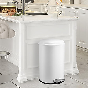 Takywep 8 Gallon Bathroom Step Trash Can, 30-Liter Square Foot Pedal Garbage Can with Soft-Close Lid for Kitchen, Without Inner Bucket, White
