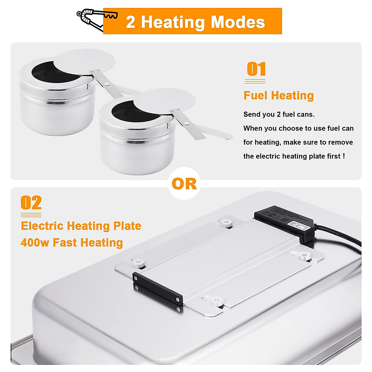 YMJOINMX Electric Buffet Food Roll Top Chafing Dish Temp. Control Servers and Warmers with Cover 2 Pans 9.5Quart for Buffet Commercial Food Warmer Steam Table