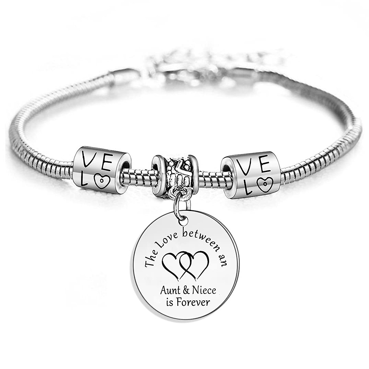 YEEQIN Aunt Gifts From Niece Aunt niece Bracelet Jewelry The Love Between An Aunt And Niece Is Forever Bracelet(Aunt Niece)