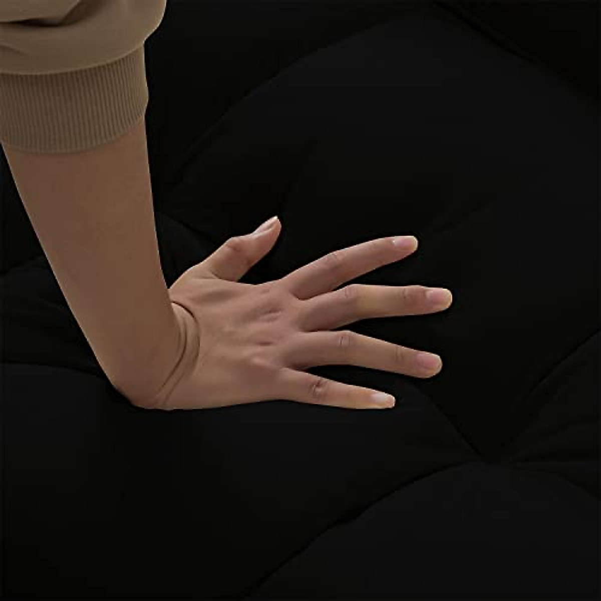 FREESNOOZE 107'' Convertible L-Shaped Velvet Sleeper Sofa Bed Living Room Sectional Sofa with Removable Ottoman and Tapered Metal Legs, Black