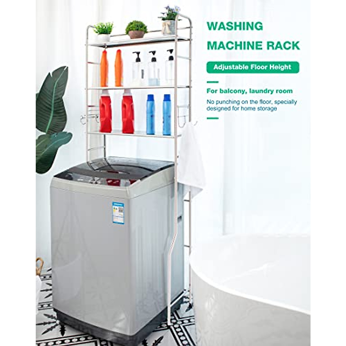 susunnus Over The Toilet Storage 3 Tier,Over The Toilet Shelf,Over Toilet Bathroom Organizer,Over Toilet Shelf,Stainless Steel,Over Washer and Dryer Shelves,Bathroom Shelves Over Toilet