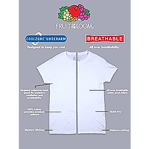 Fruit of the Loom Men's Eversoft Stay Tucked Crew T-Shirt, Regular-6 Pack White-Cotton Mesh Coolzone Underarm, l