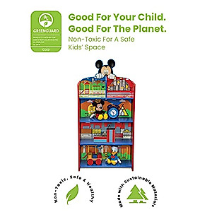Delta Children Wooden Playhouse 4-Shelf Bookcase for Kids, Mickey Mouse