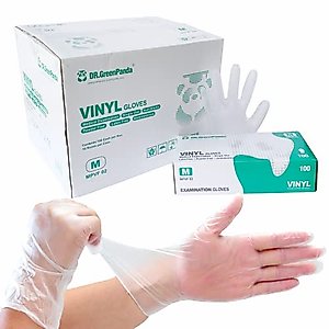 Dr.GreenPanda Medium 1000pcs Clear Vinyl Medical Exam Gloves for Healthcare Food Prep Handling Cooking Cleaning Multipurpose Great Value Light Work Latex Fre Powder Free