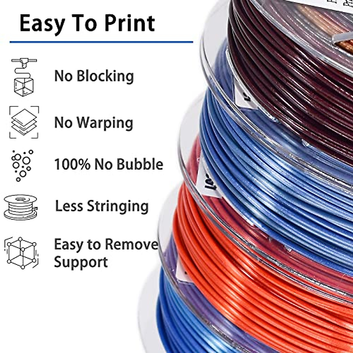 3D Printer Filament Bundle, PLA Filament Silk Shiny PLA Filament 1.75mm +/- 0.02mm, 3D Printing Filament 200g x 4 Spools